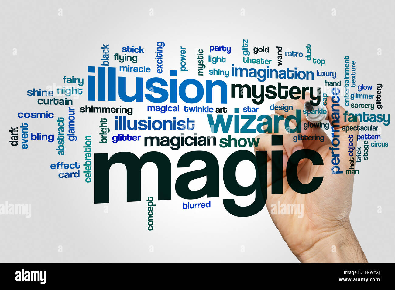 Magic word cloud concept with wizard mystery related tags Stock Photo ...