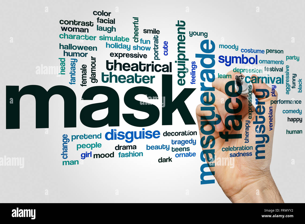 Mask word cloud concept Stock Photo - Alamy