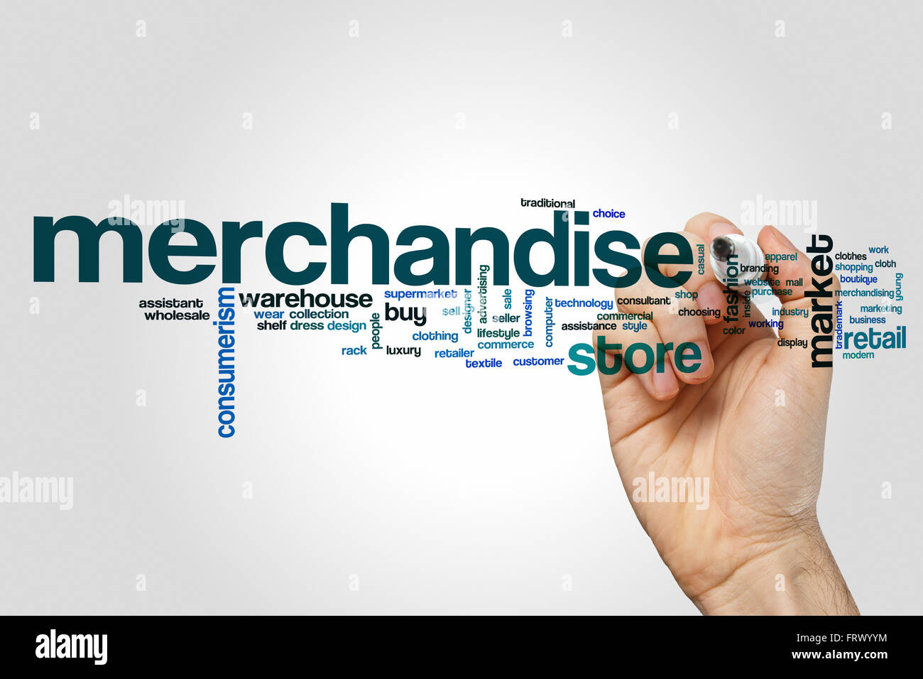 Merchandise word cloud Stock Photo - Alamy