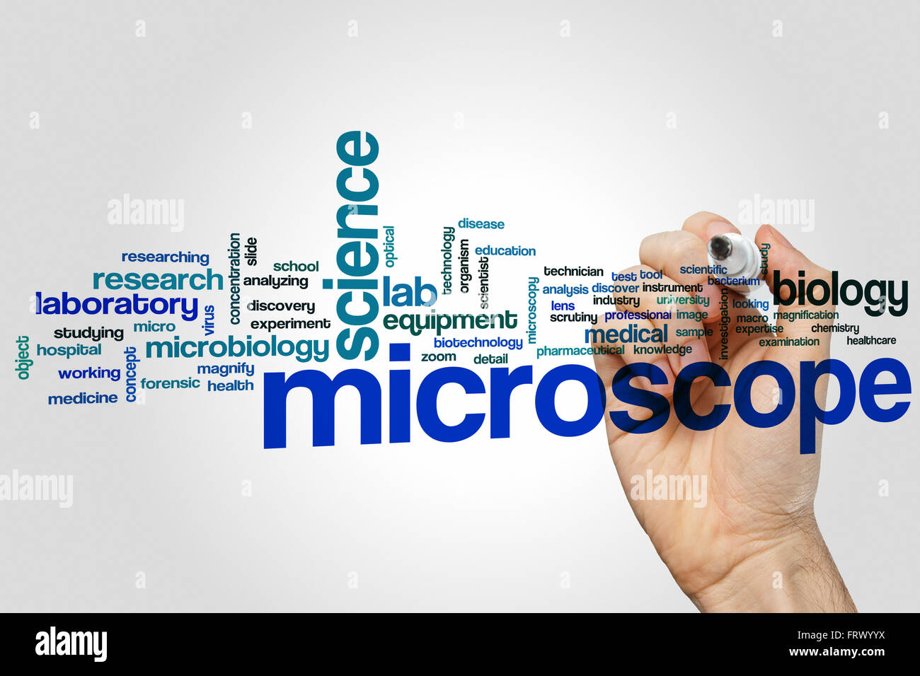 Microscope word cloud concept science hi-res stock photography and ...