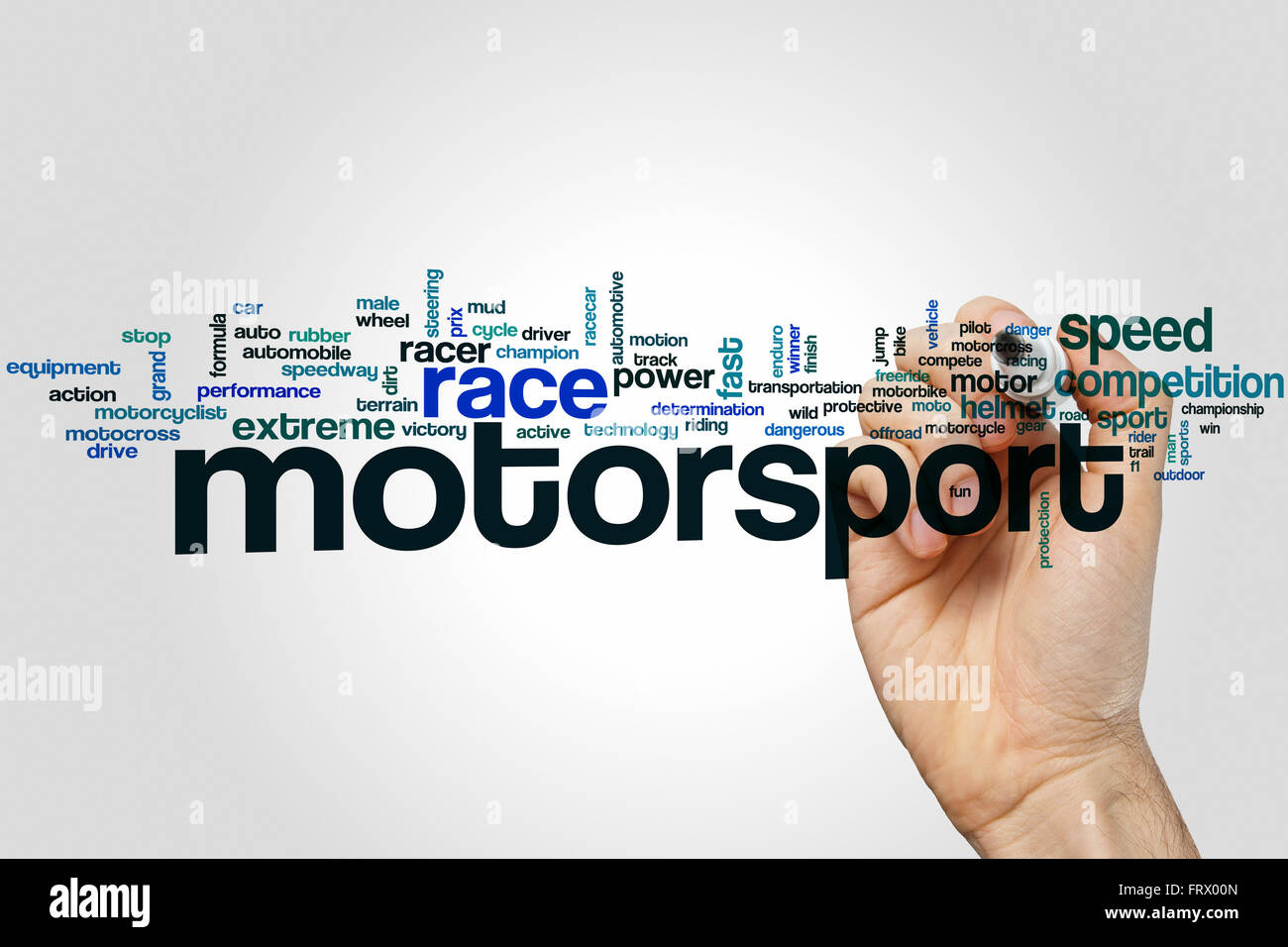 Motorsport word cloud concept Stock Photo - Alamy