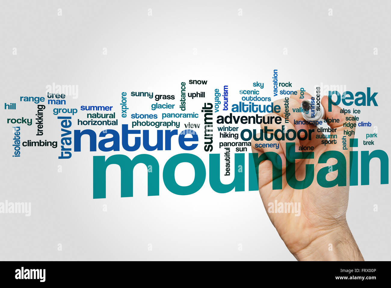 Mountain word cloud concept Stock Photo - Alamy