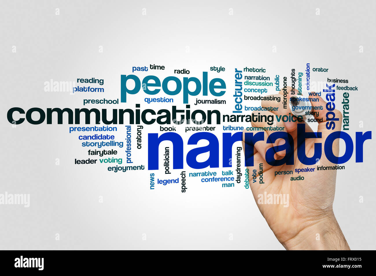 Narrator word cloud concept Stock Photo - Alamy