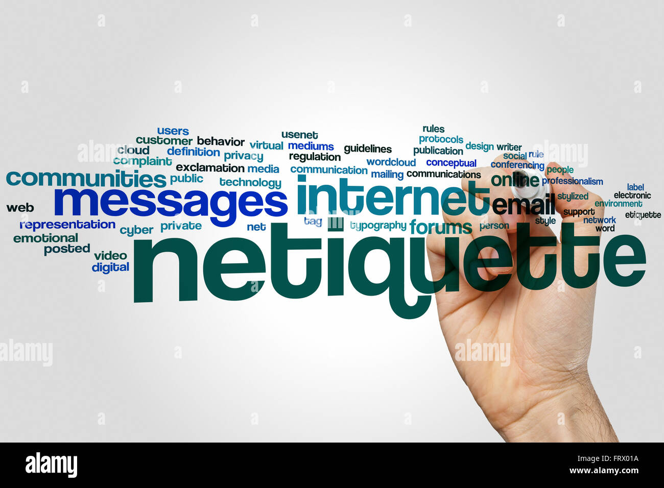 Netiquette concept word cloud background Stock Photo - Alamy