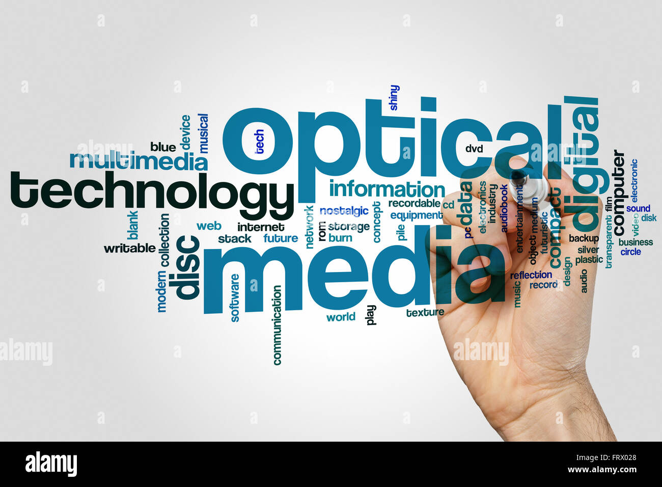 Optical media word cloud concept with digital disc related tags Stock ...
