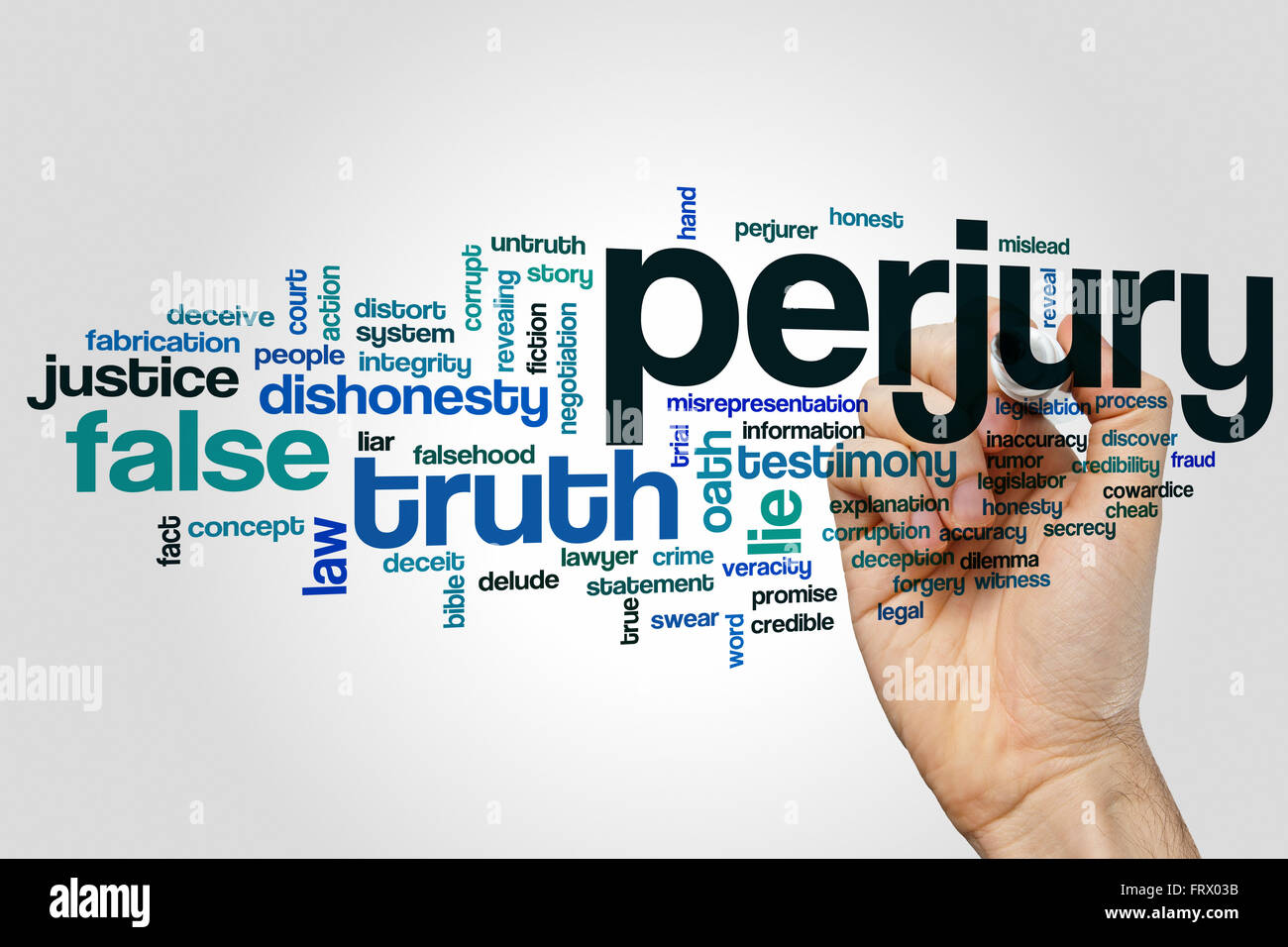 Perjury word cloud concept Stock Photo - Alamy