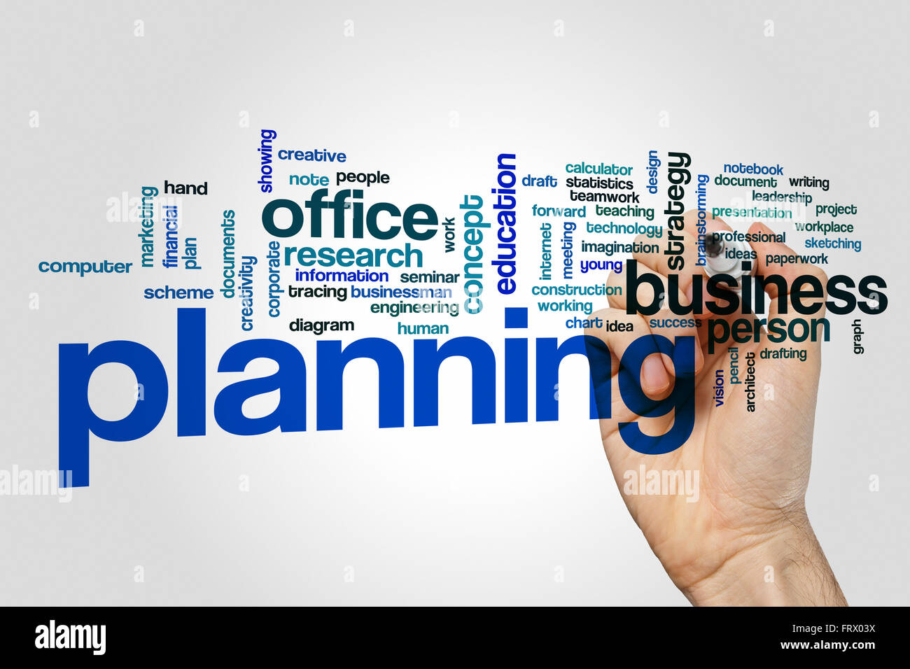 Planning word cloud Stock Photo - Alamy