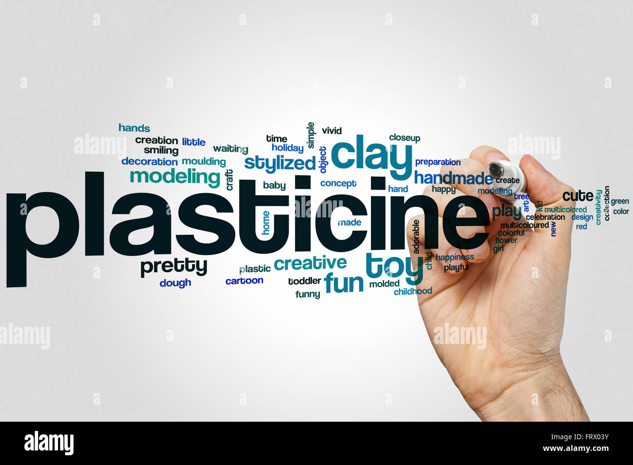 Plasticine word cloud concept with clay toy related tags Stock Photo ...