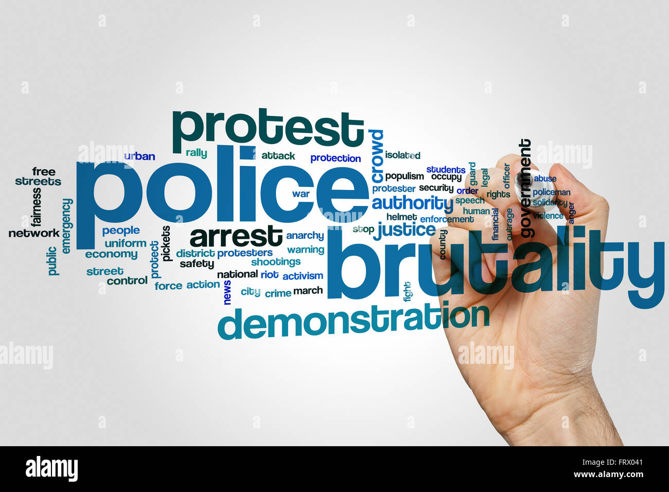 Police brutality word cloud concept Stock Photo - Alamy