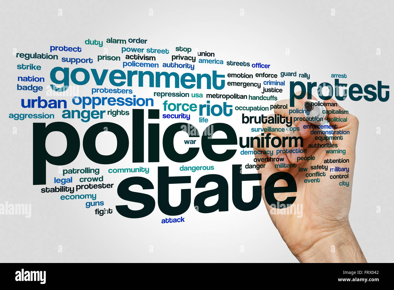 Police state concept word cloud background Stock Photo - Alamy
