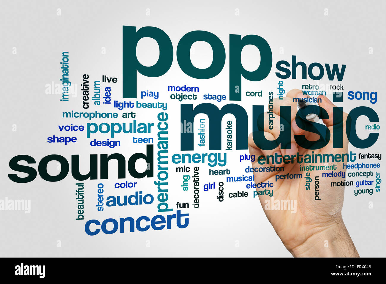 Pop music word cloud concept with concert entertainment related tags ...