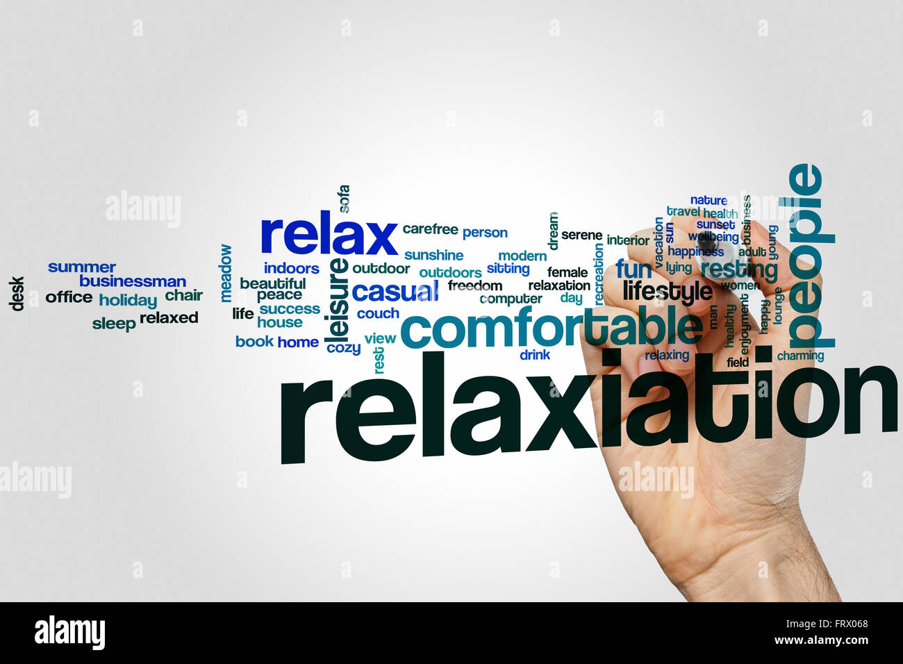Relaxation word cloud concept with summer rest related tags Stock Photo ...
