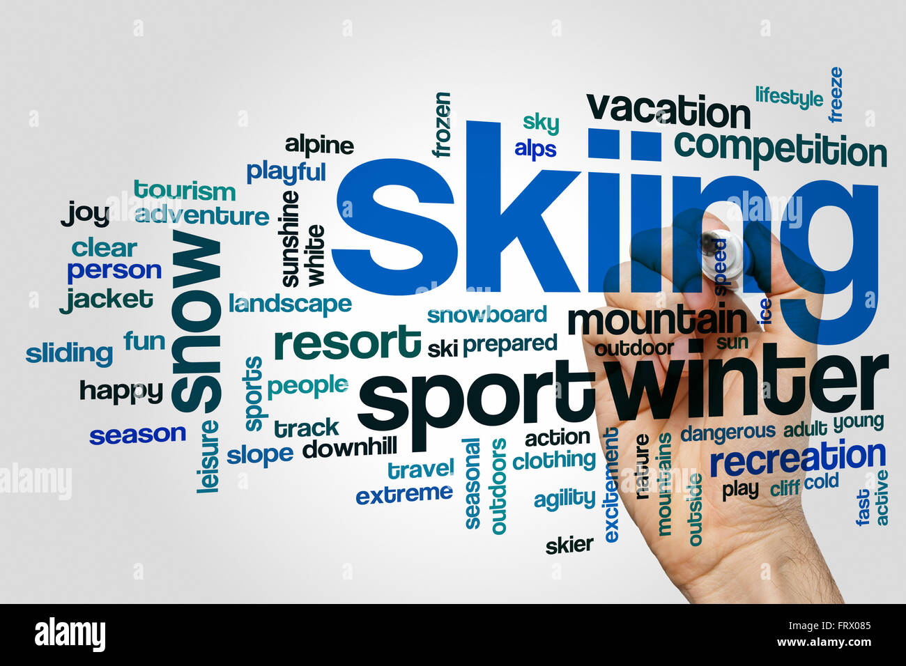 Skiing word cloud concept Stock Photo - Alamy