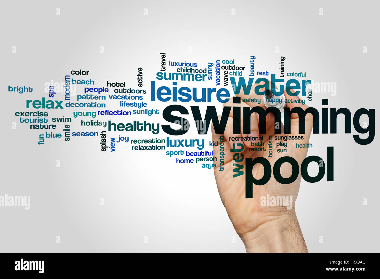Swimming pool word cloud Stock Photo - Alamy