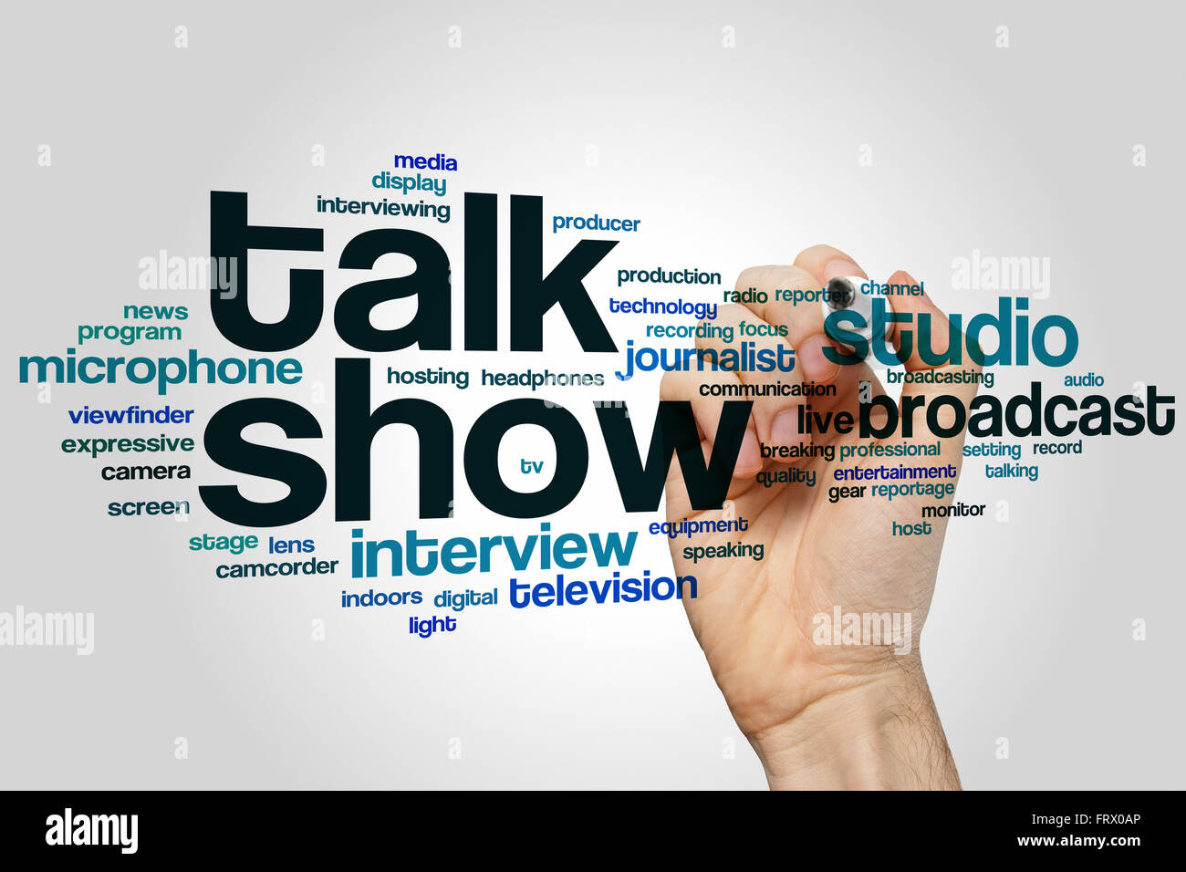 Talk show word cloud concept Stock Photo - Alamy