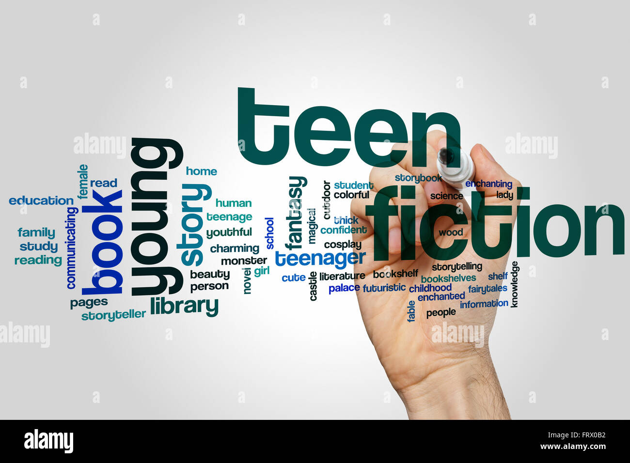 Teen fiction concept word cloud background Stock Photo - Alamy