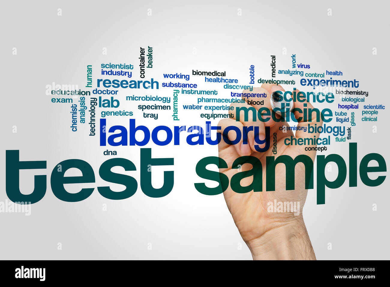 Test sample word cloud concept Stock Photo - Alamy