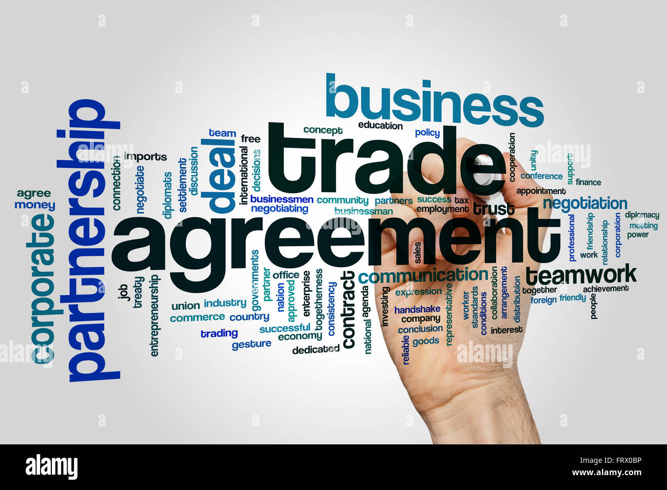 Trade agreement concept word cloud background Stock Photo - Alamy
