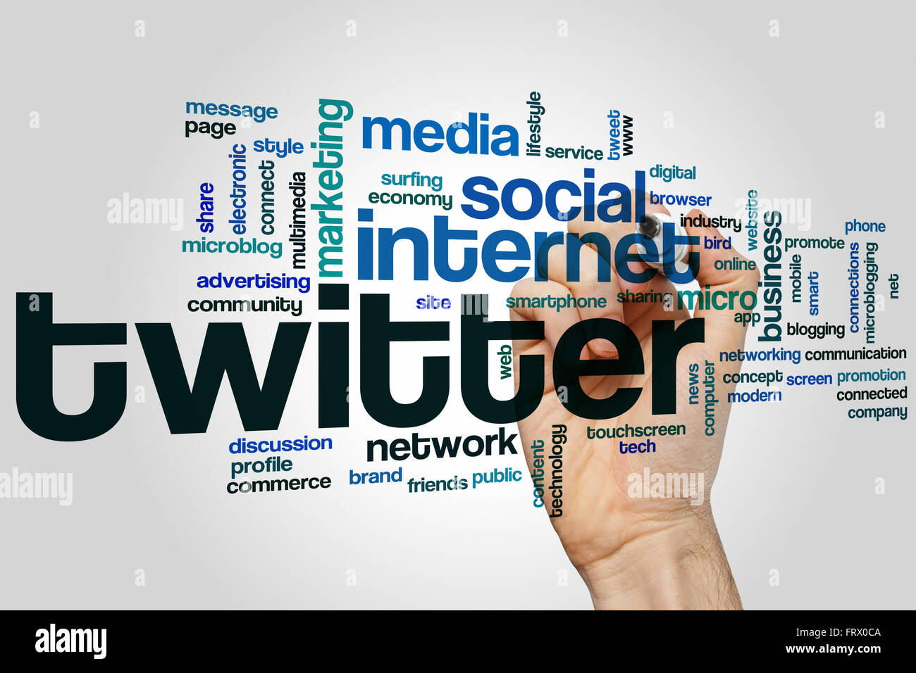 Twitter concept word cloud background Stock Photo - Alamy