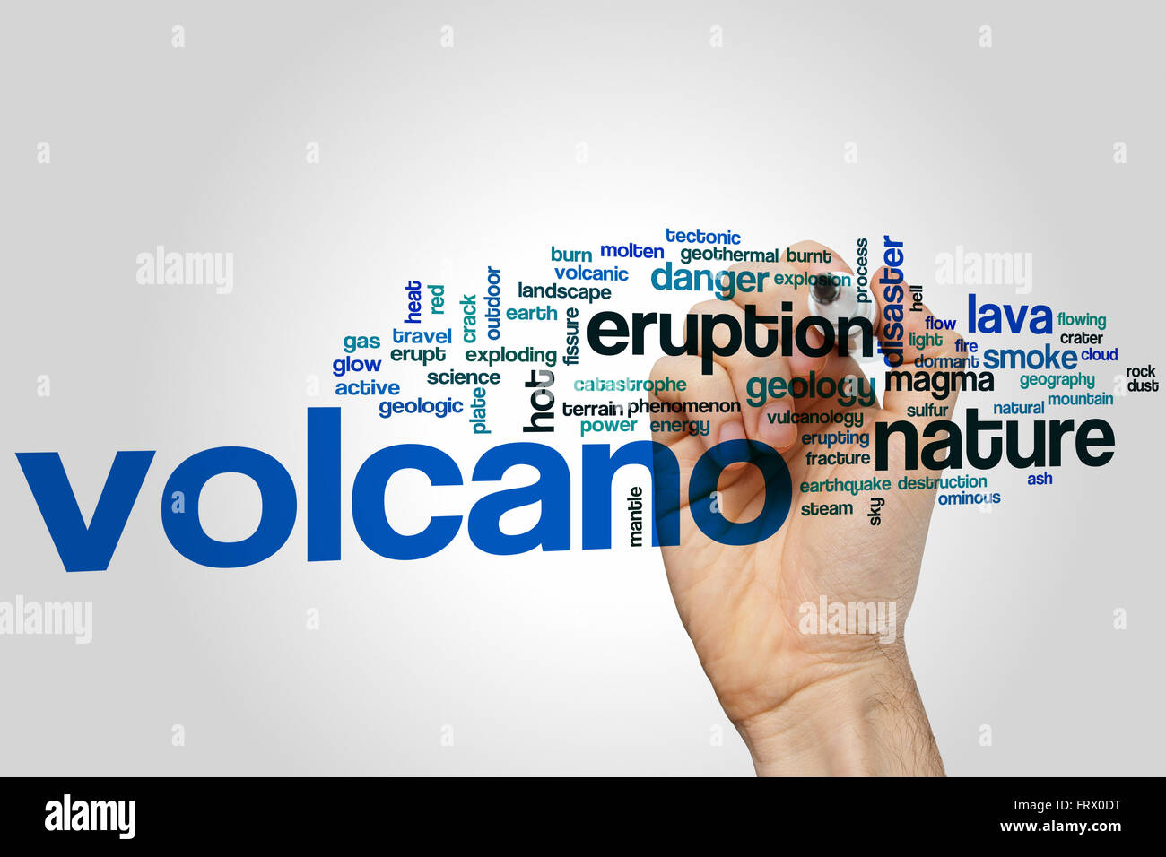 Volcano word cloud concept Stock Photo - Alamy