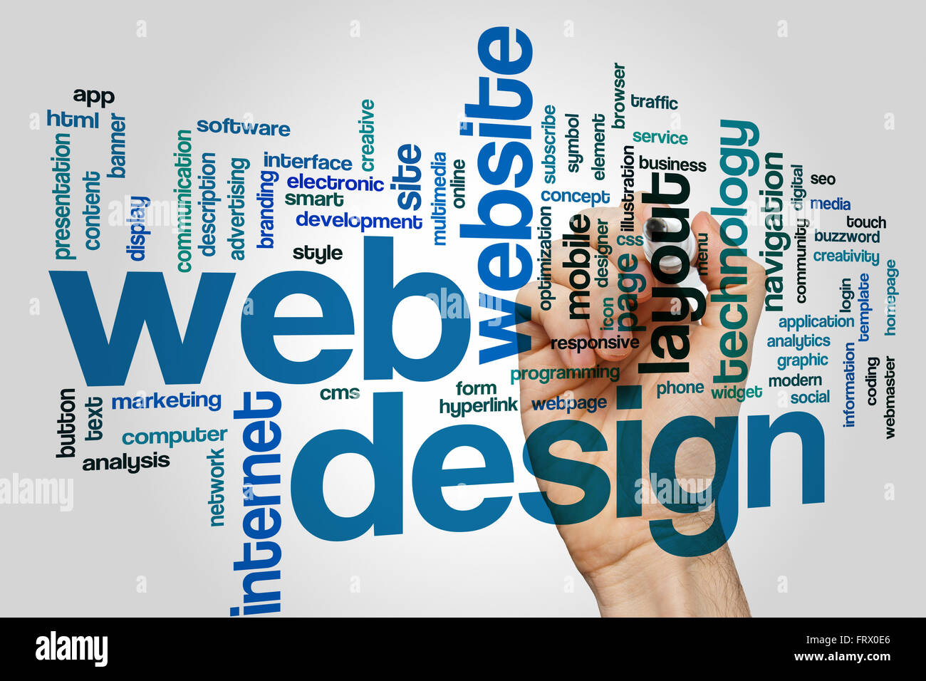 Web design concept word cloud background Stock Photo - Alamy