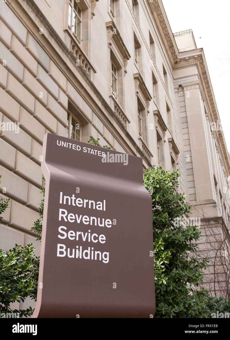 WASHINGTON, DC, USA - IRS building sign. Internal Revenue Service Stock ...