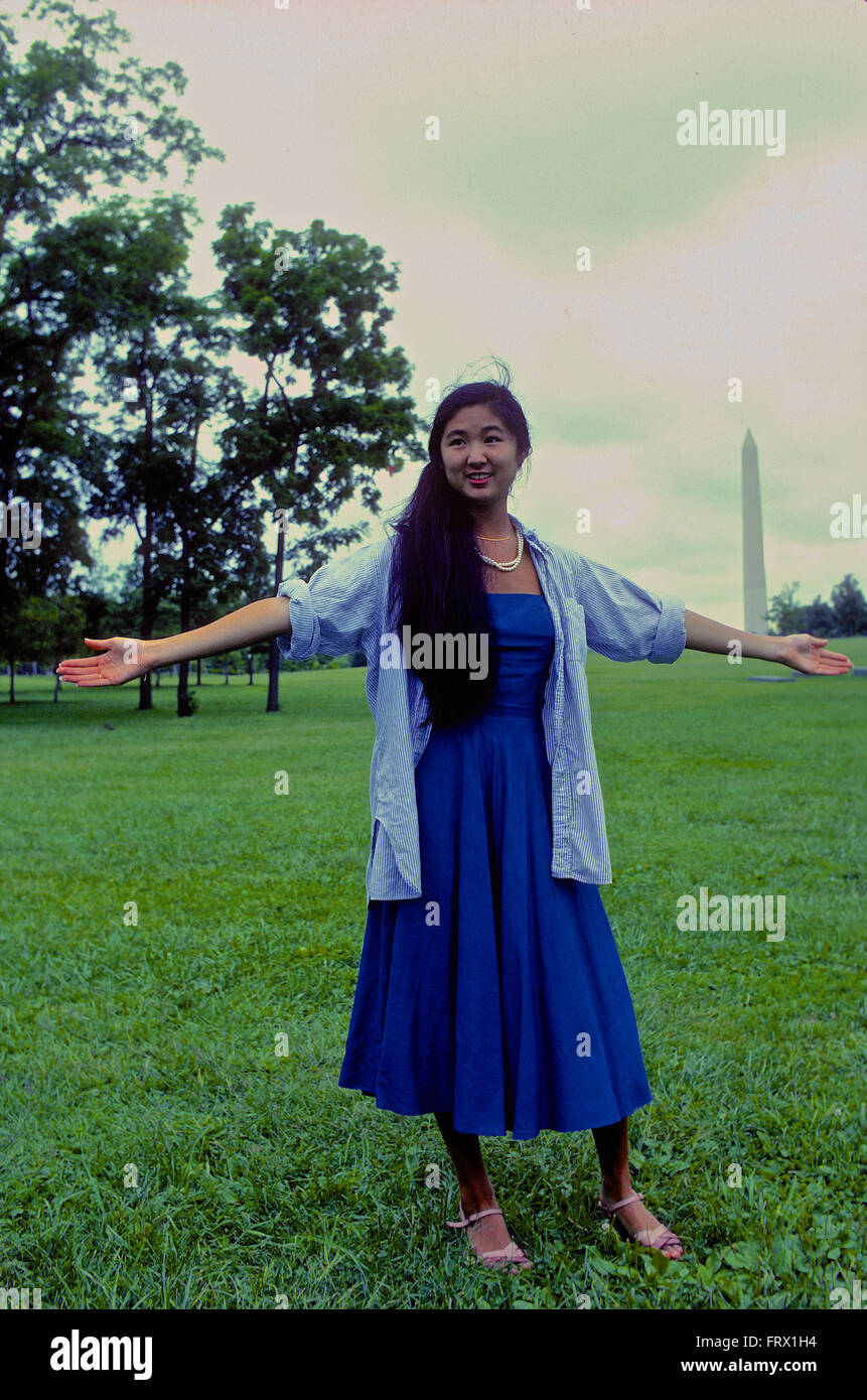 Washington, DC., USA, September, 1981 Maya Lin stands at site of where ...