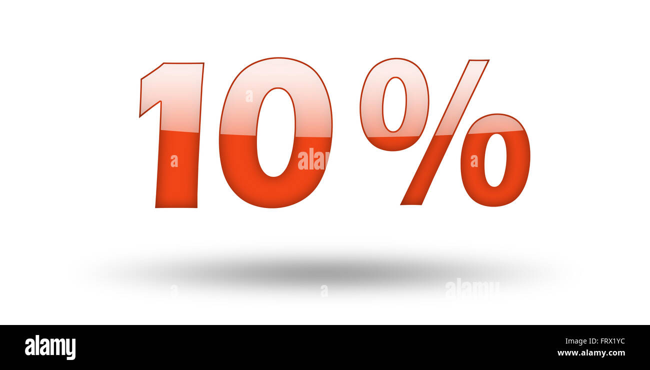 Text 10 percent with red letters and shadow Stock Photo - Alamy