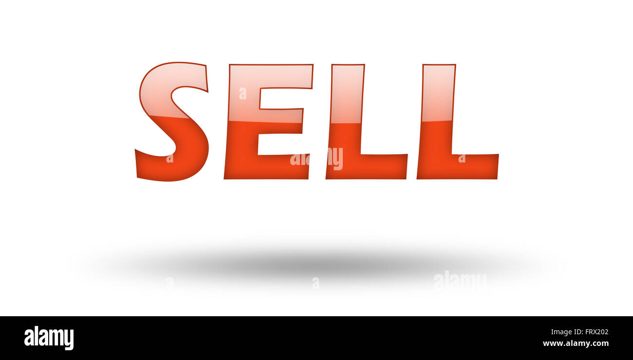 Text SELL with red letters and shadow Stock Photo - Alamy