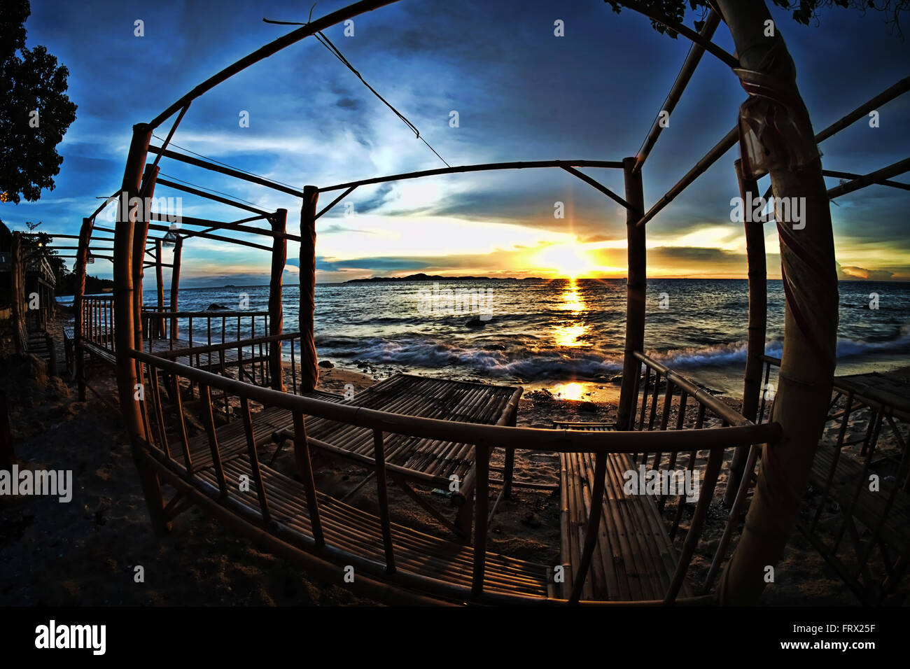 Wide angle sunset at Bali Hai beach Thailand Stock Photo - Alamy