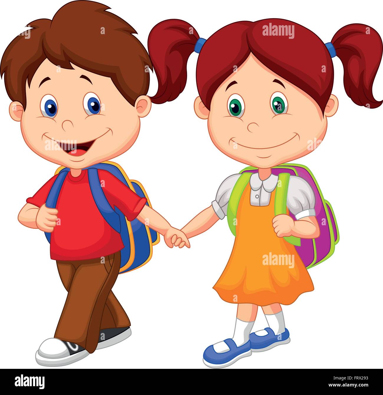 Happy children come with backpacks Stock Vector Image & Art - Alamy