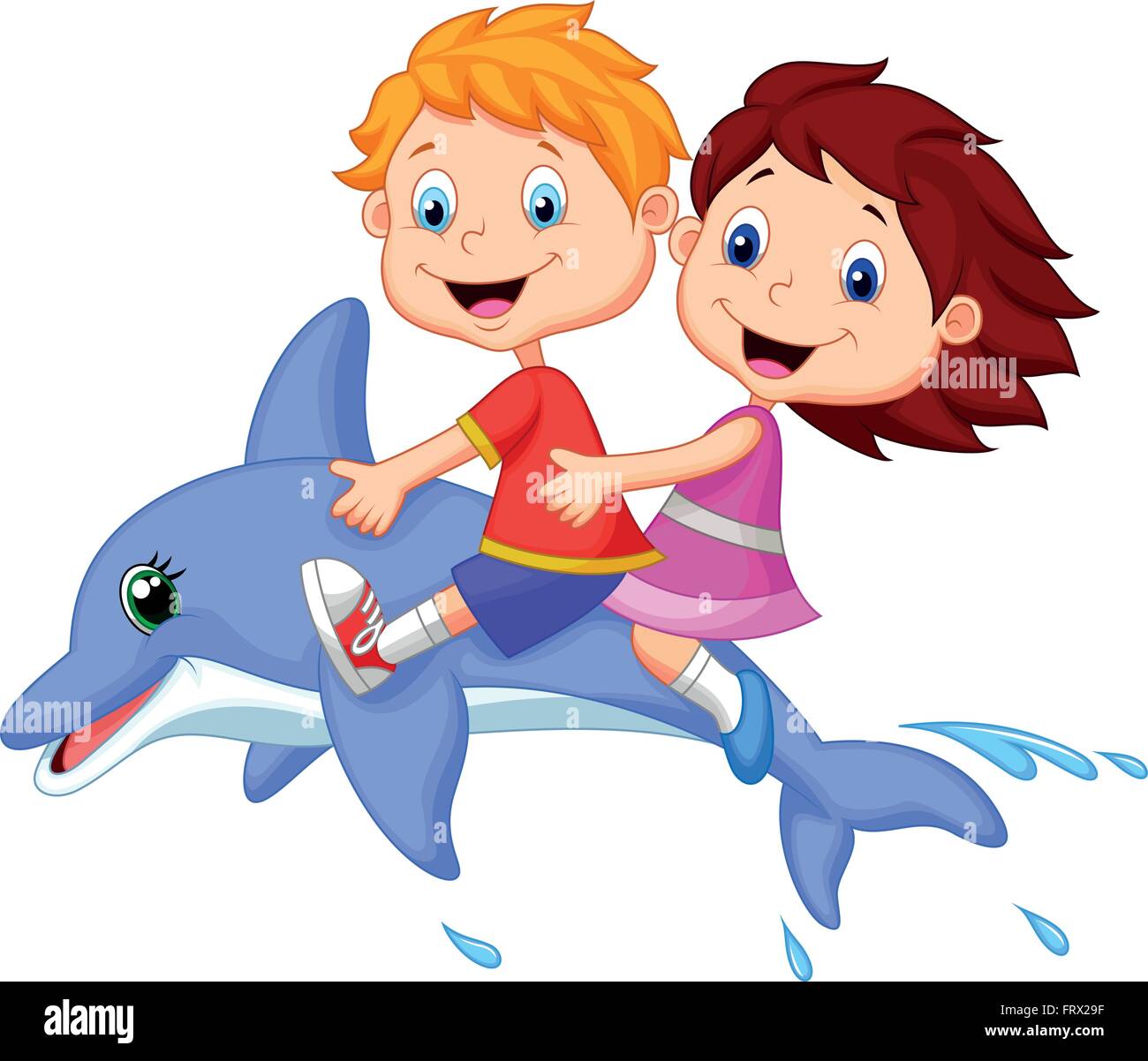 Boy with a dolphin Stock Vector Images - Alamy