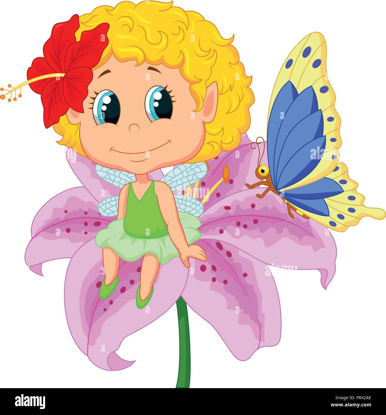 Baby fairy elf sitting on flower Stock Vector Image & Art - Alamy