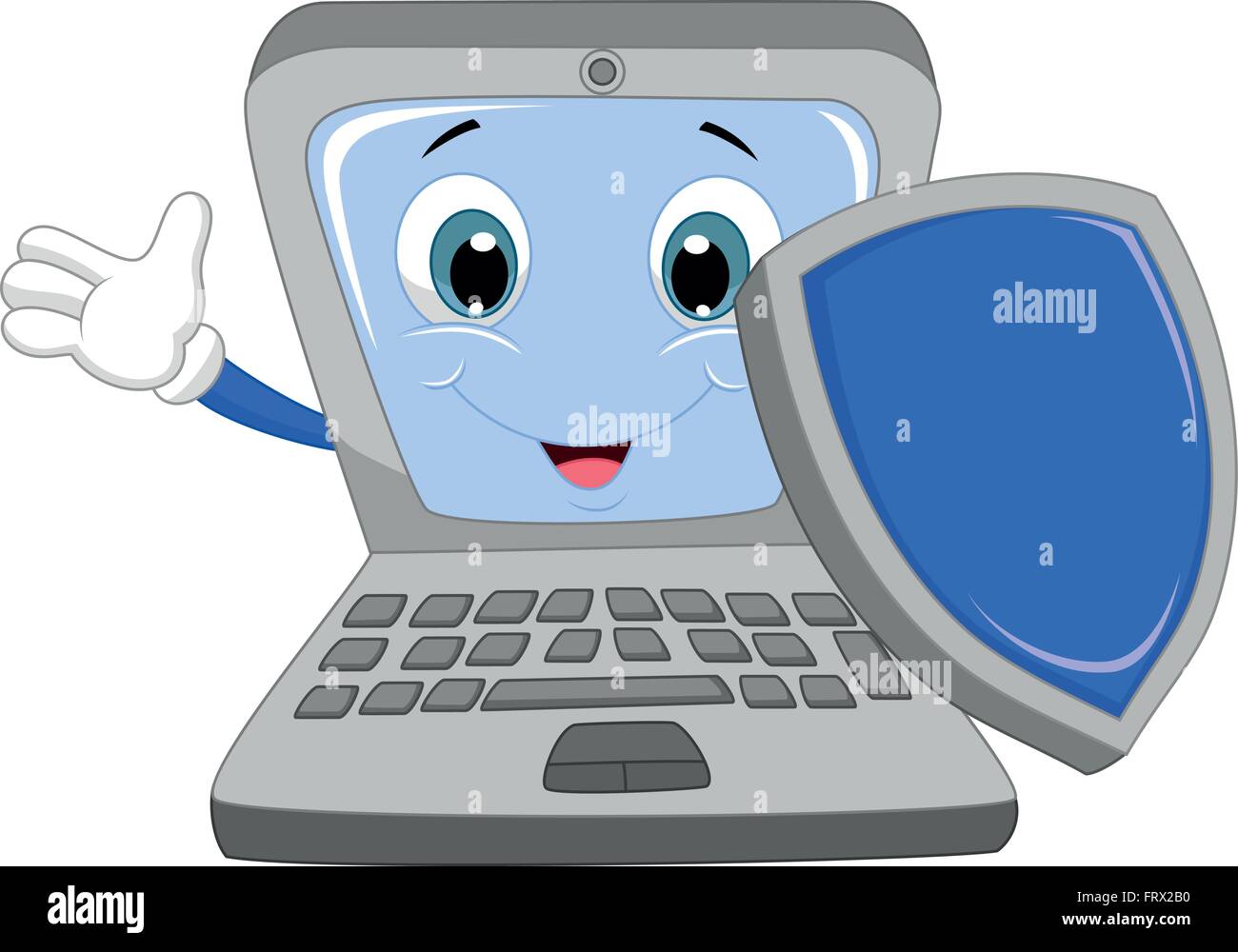 Computer cartoon with shield Stock Vector Image & Art - Alamy