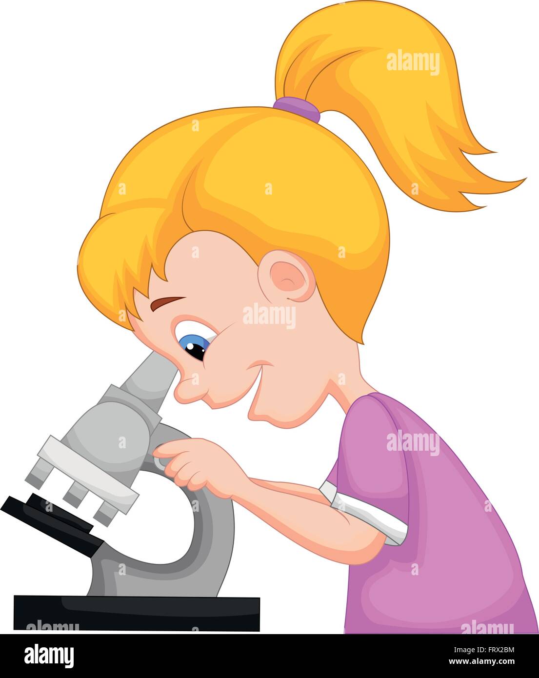 Young girl using microscope Stock Vector Image & Art - Alamy