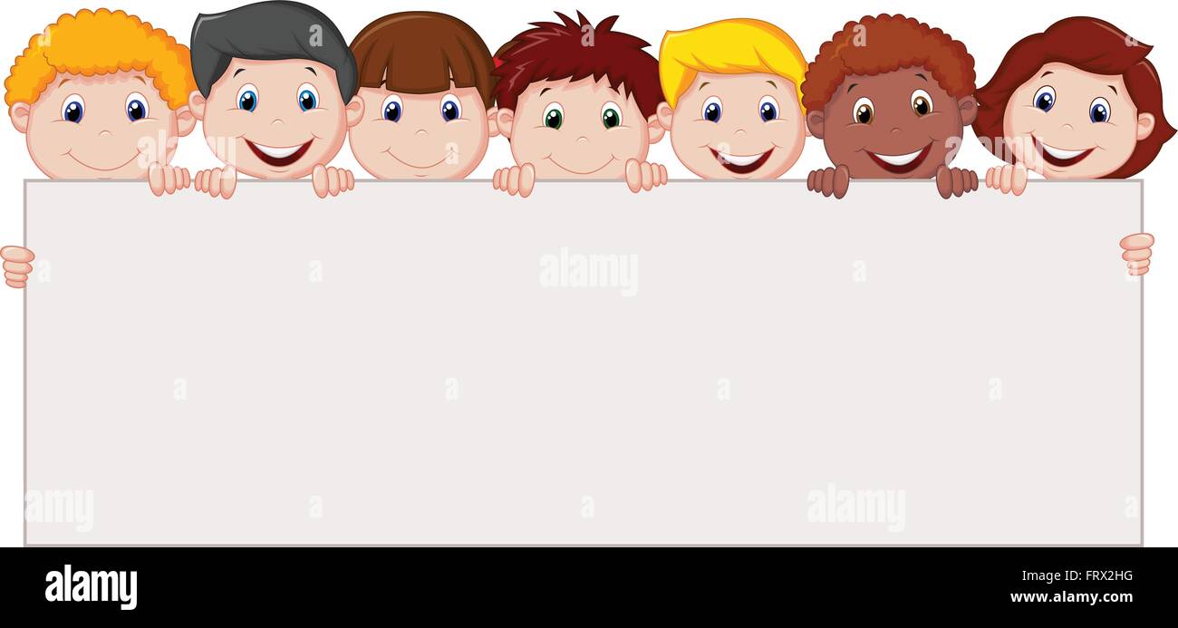 Kids with blank sign Stock Vector Image & Art - Alamy