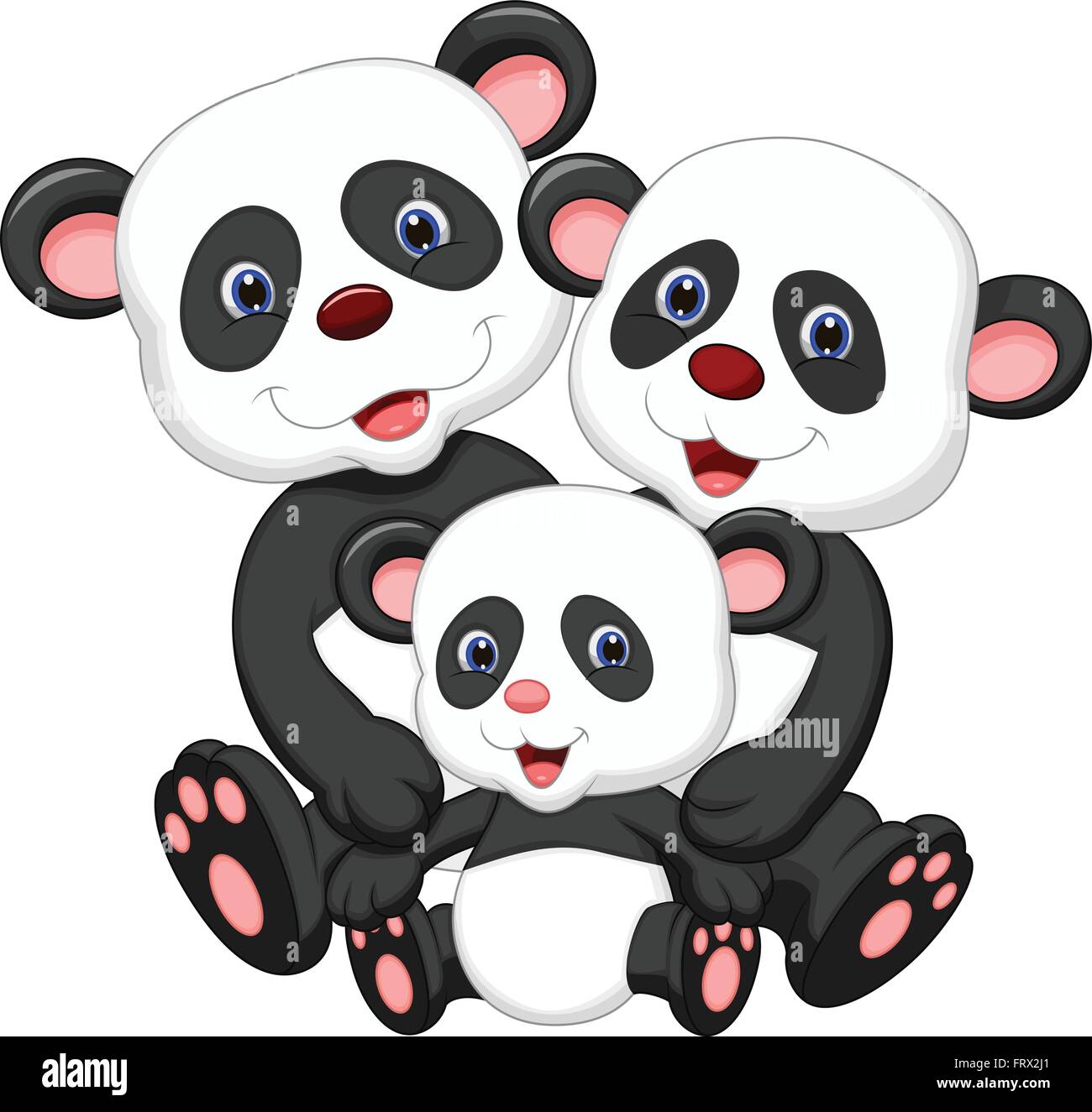 Cartoon happy panda family isolated on white background Stock Vector ...