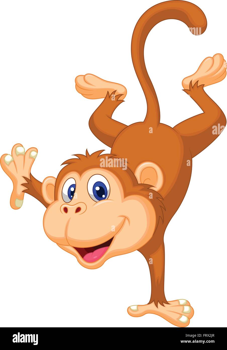 Cute monkey cartoon standing on his hand Stock Vector Image & Art - Alamy