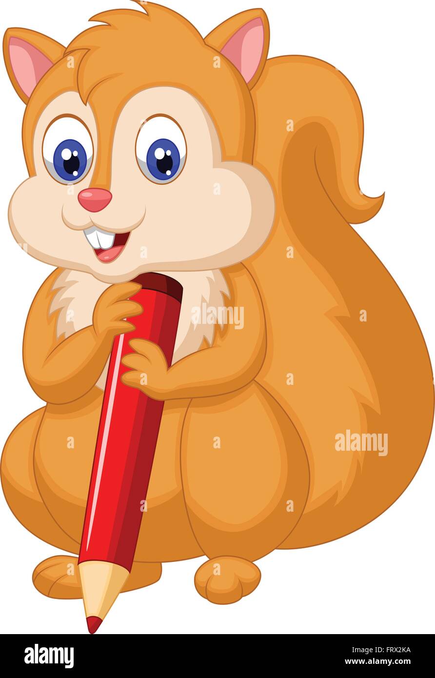 Cute squirrel holding pencil Stock Vector Image & Art - Alamy