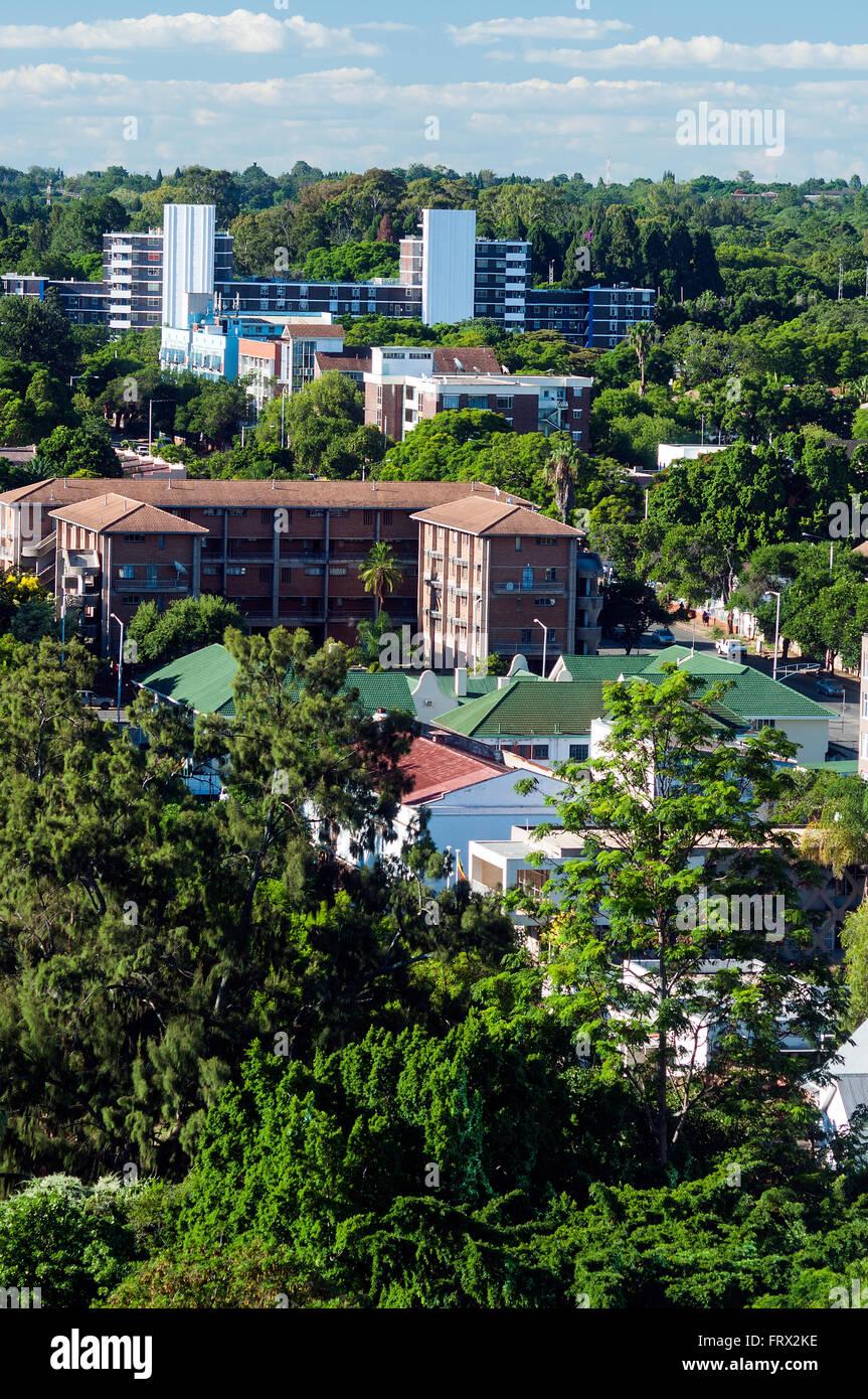 Aerial view of Avenues district, looking northeast, Harare, Zimbabwe ...