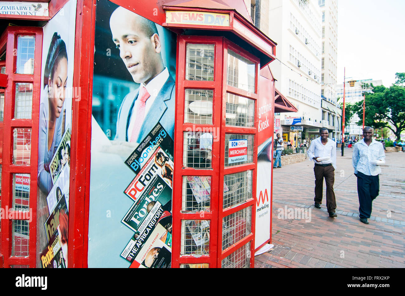 Newspaper and magazine stand, First Street, CBD, Harare, Zimbabwe Stock ...