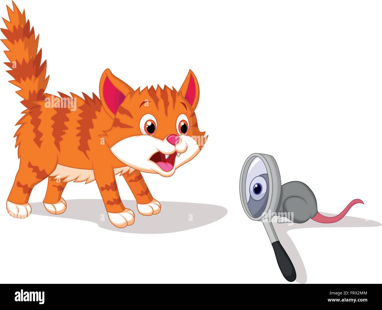 Cat afraid of mouse with magnifying glass Stock Vector Image & Art - Alamy