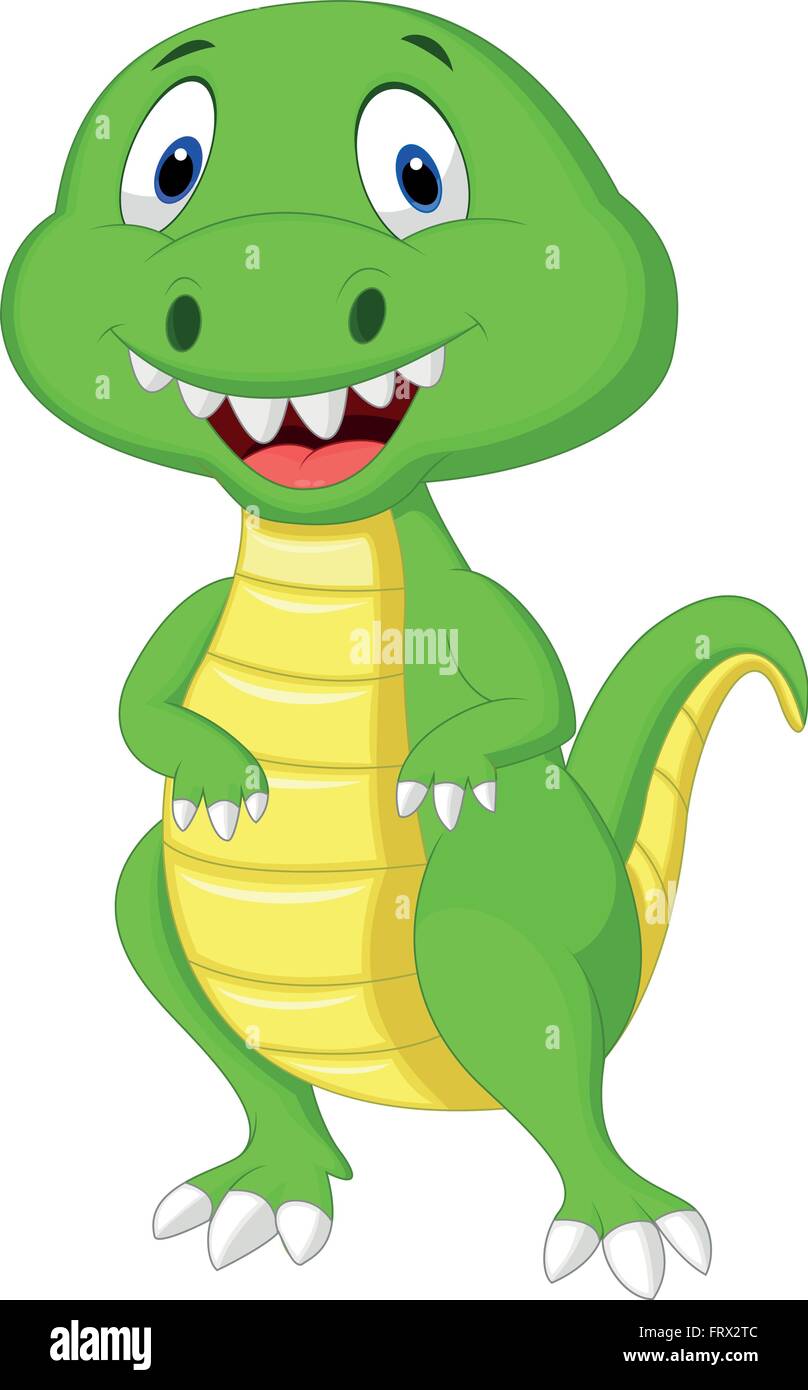 Cute Green Dinosaur Cartoon Stock Vector Image And Art Alamy