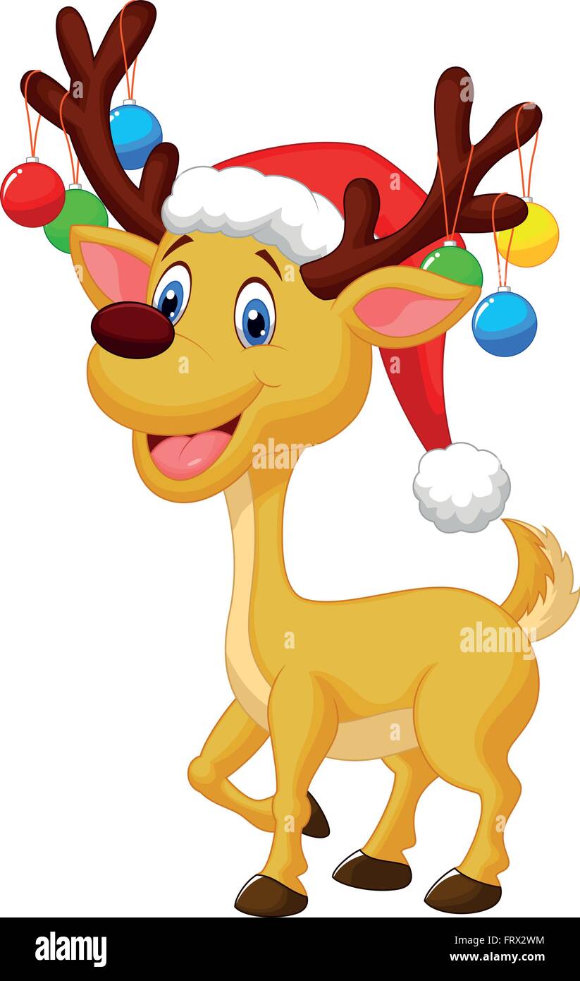 Cute deer cartoon wearing red hat Stock Vector Image & Art - Alamy