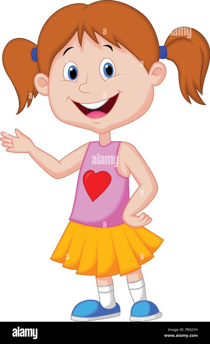Cute girl cartoon presenting Stock Vector Image & Art - Alamy