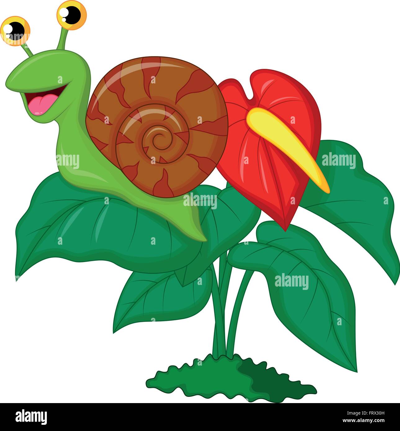 Cute snail cartoon on leaf Stock Vector Image & Art - Alamy