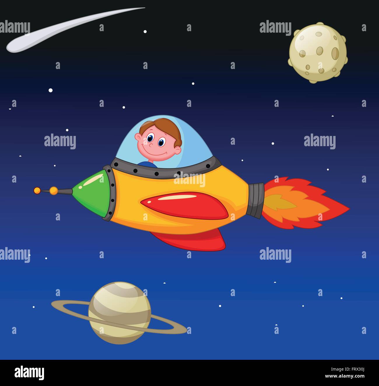 Cartoon boy astronaut in the spaceship Stock Vector Image & Art - Alamy