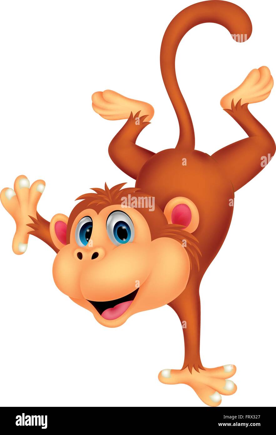Cute monkey cartoon standing on his hand Stock Vector Image & Art - Alamy