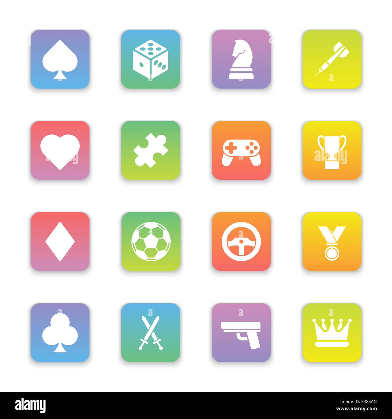 [JPEG] gradient colored flat game icon set on rounded rectangle for web ...