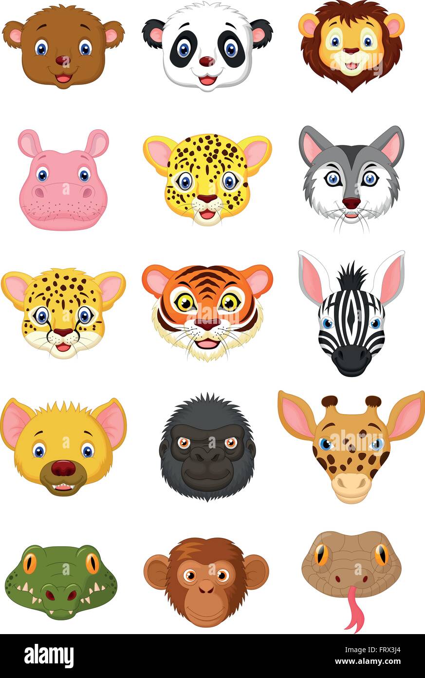 Wild animal head cartoon collection 1 Stock Vector Image & Art - Alamy
